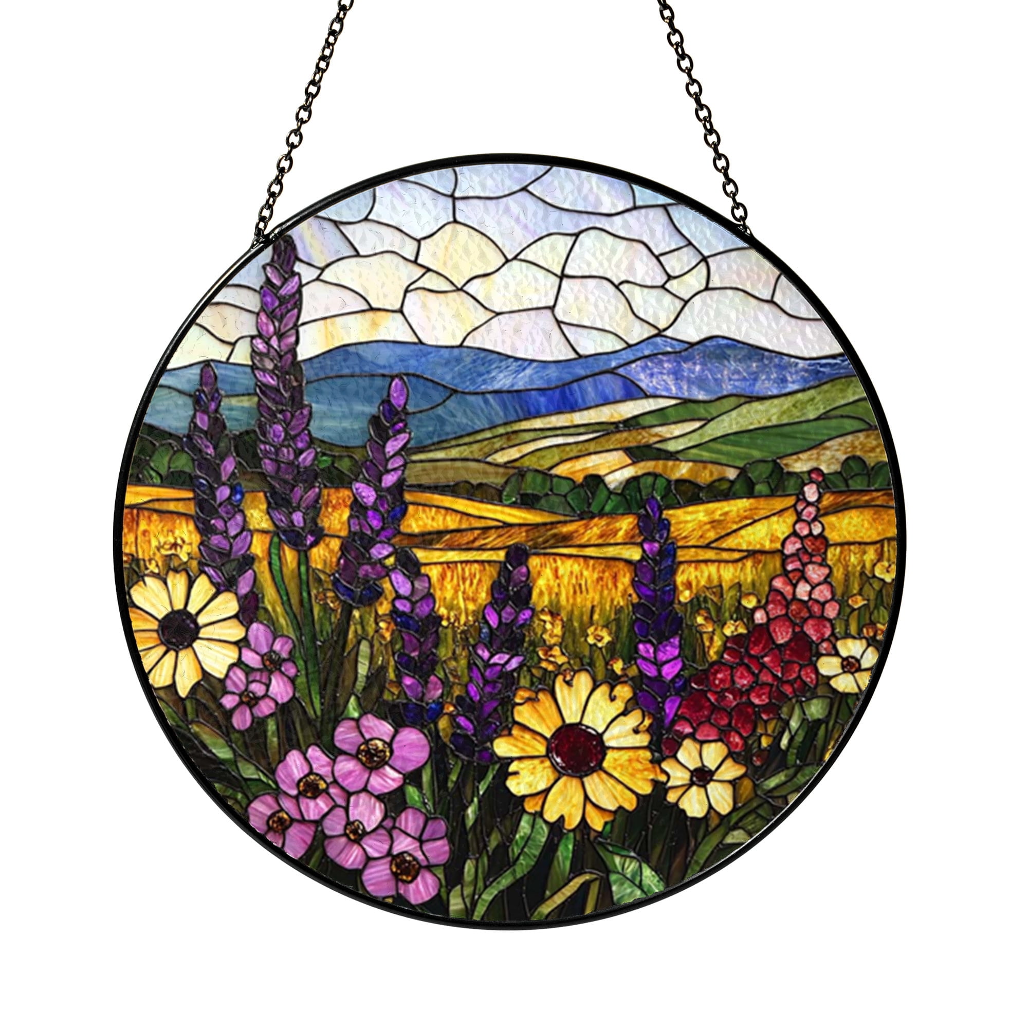 Wildflower Meadow Themed Stained Glass Style Suncatcher for Window ...
