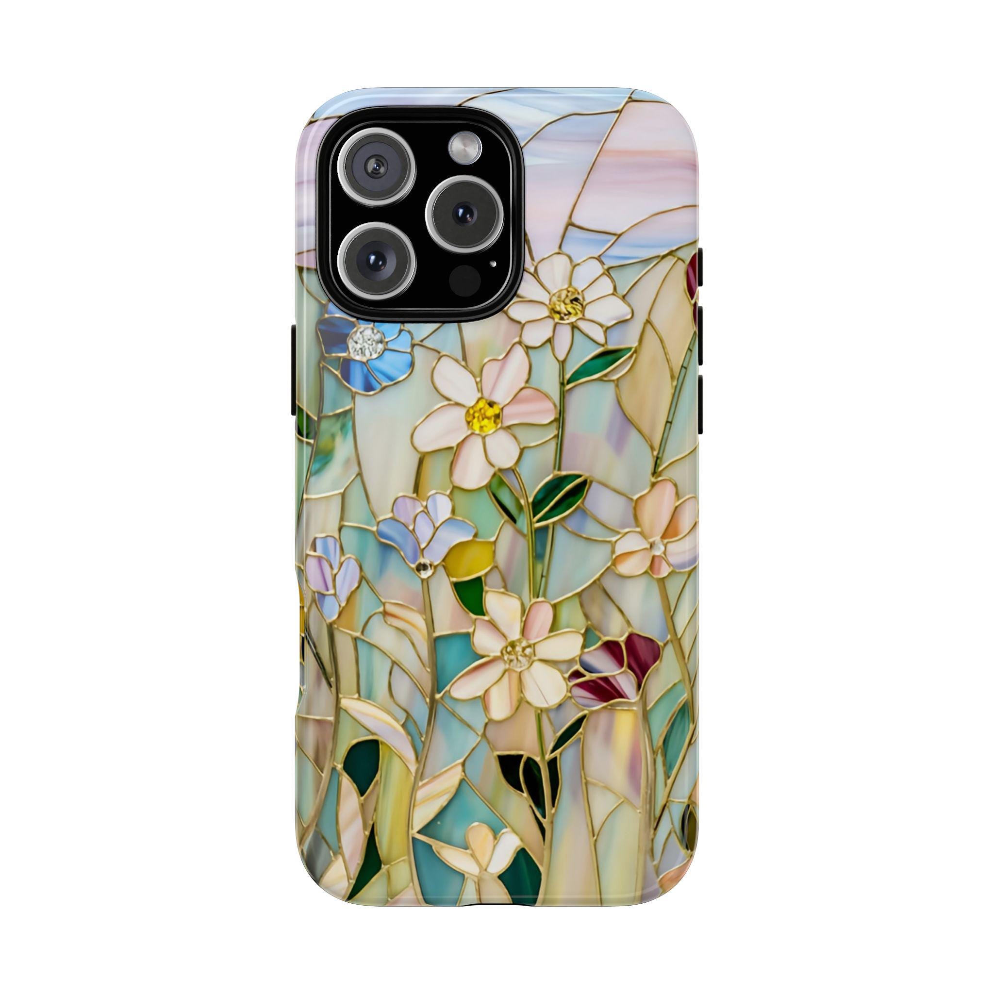 Wildflower Mosaic Glow Phone Case Faux GlGarden Art for iPhone 17 ...