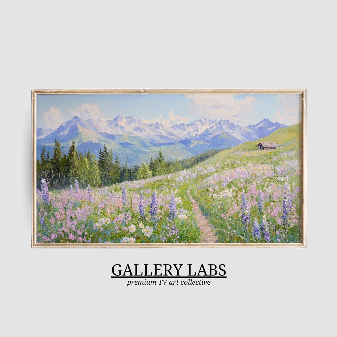 Wildflower Mountains Samsung Frame Tv Art • Pink Farmhouse Painting ...