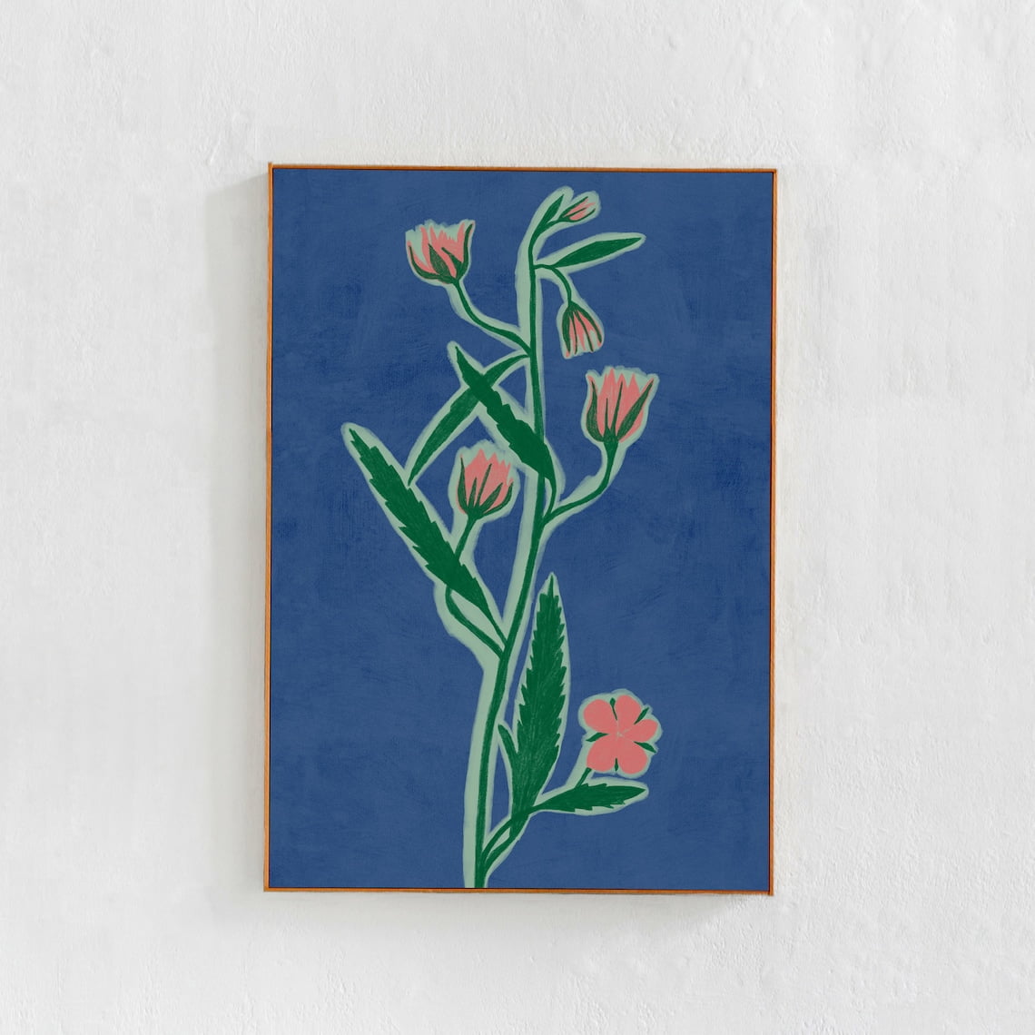 Wildflower Painting, Blue And Pink Floral Able Print, Eclectic Poster ...
