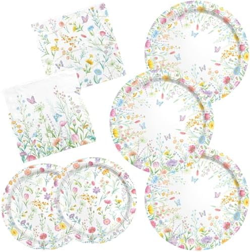 Wildflower Party Decorations Set for 16 - Flower Birthday Decorations ...