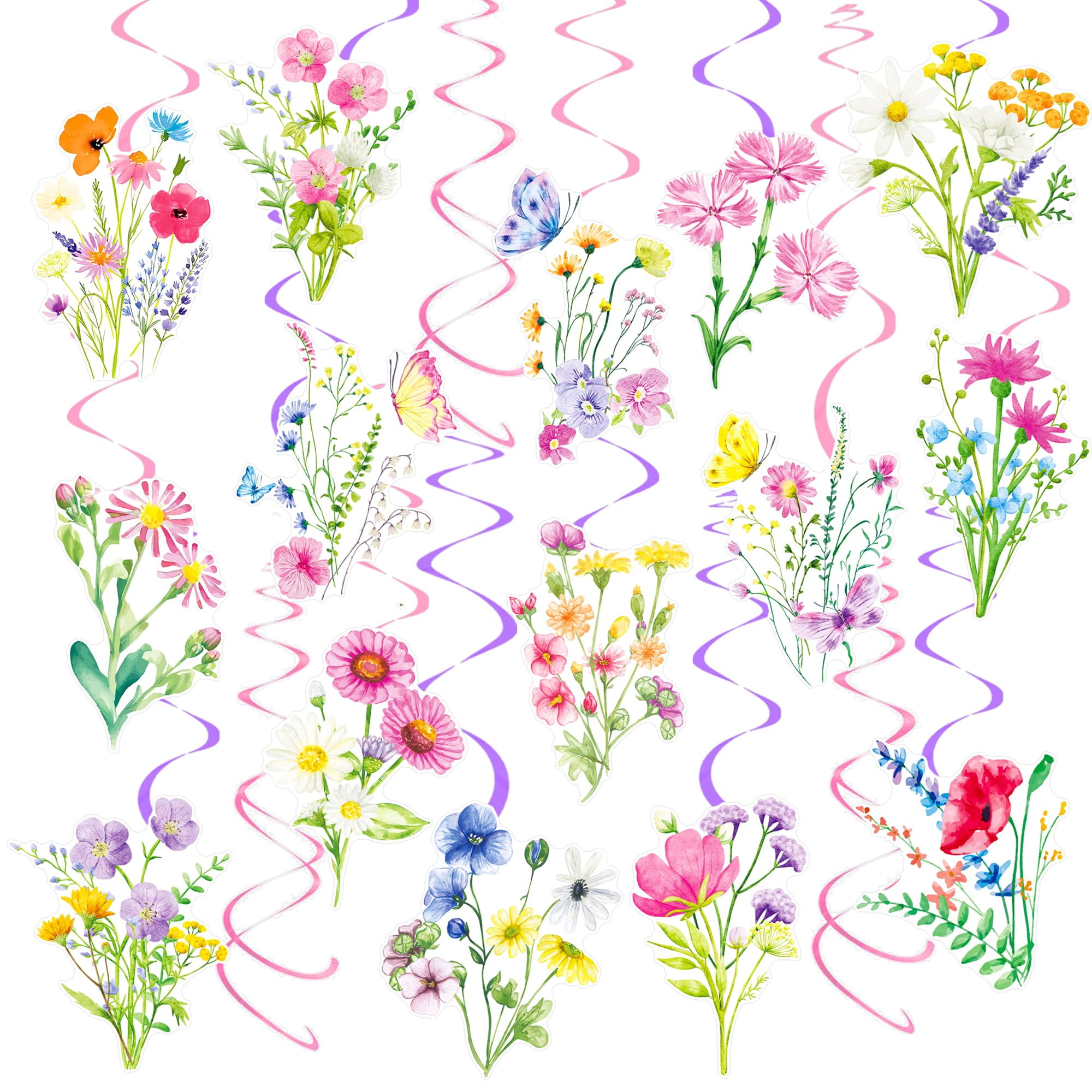 Wildflower Party Hanging Swirls 20Pcs Wildflower Theme Birthday ...