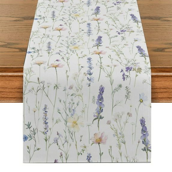 Wildflower Plants Watercolor Table Runners Dresser Table r Reusable ...