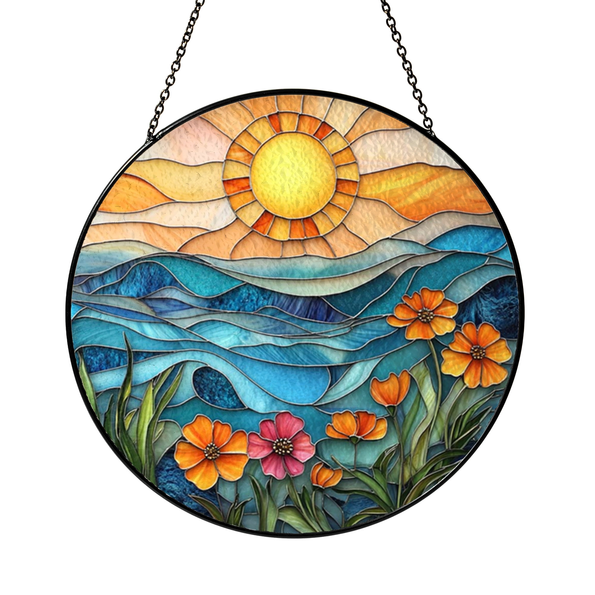 Wildflower Poppy Stained Glass Style Window Suncatcher1701 - Walmart.com