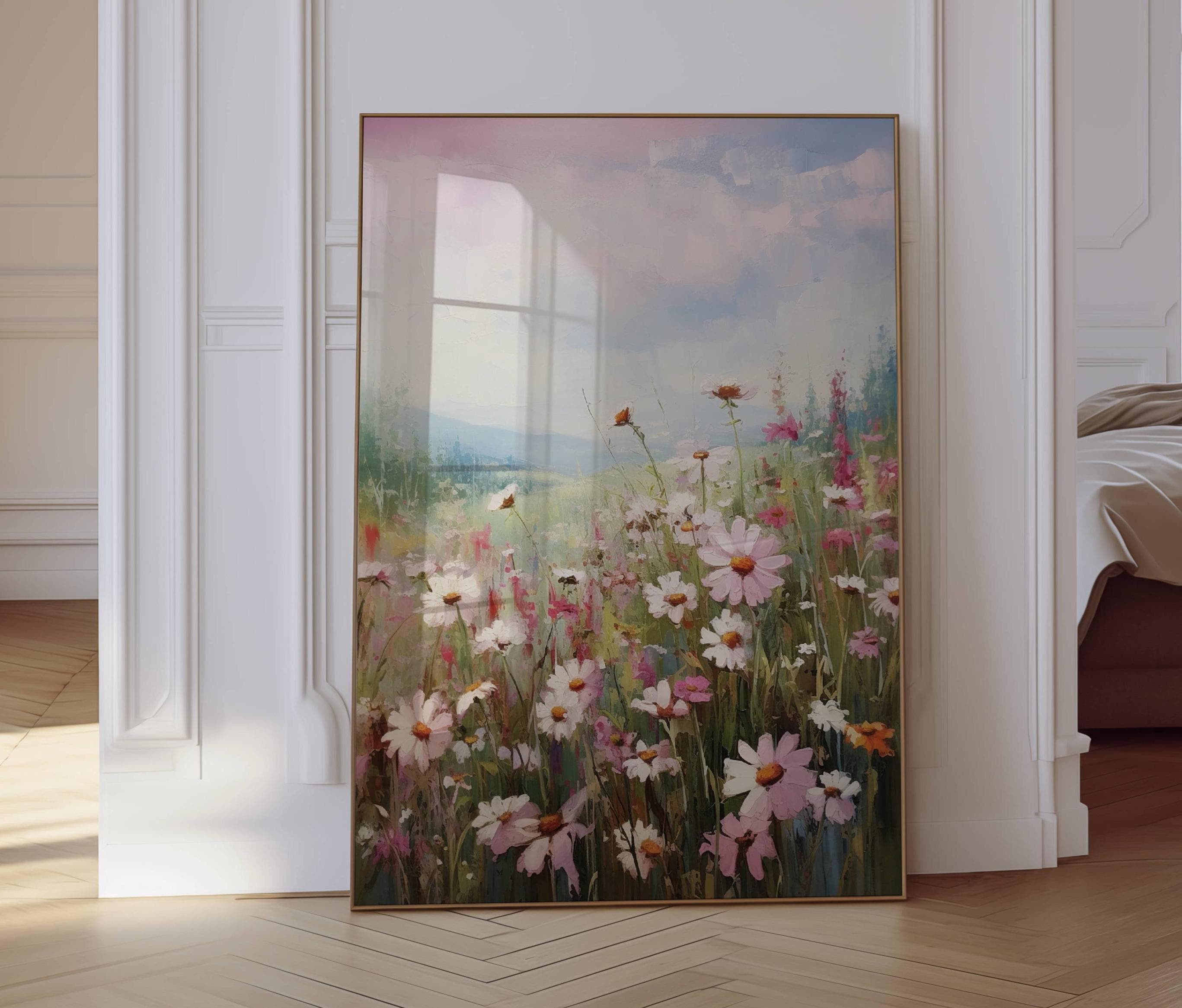 Wildflower Print, Pink Flower Painting, Wildflower Wall Art, Floral ...