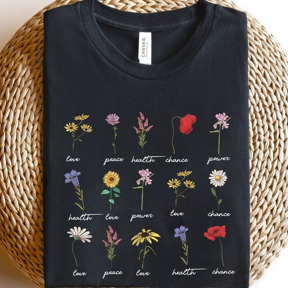 Wildflower Shirt, Botanical Shirt, Womens Wildflowers Graphic Tshirt ...