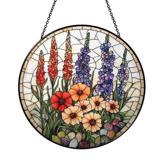 Wildflower Stained Glass Style Suncatcher, Floral Window Hanging Decor ...