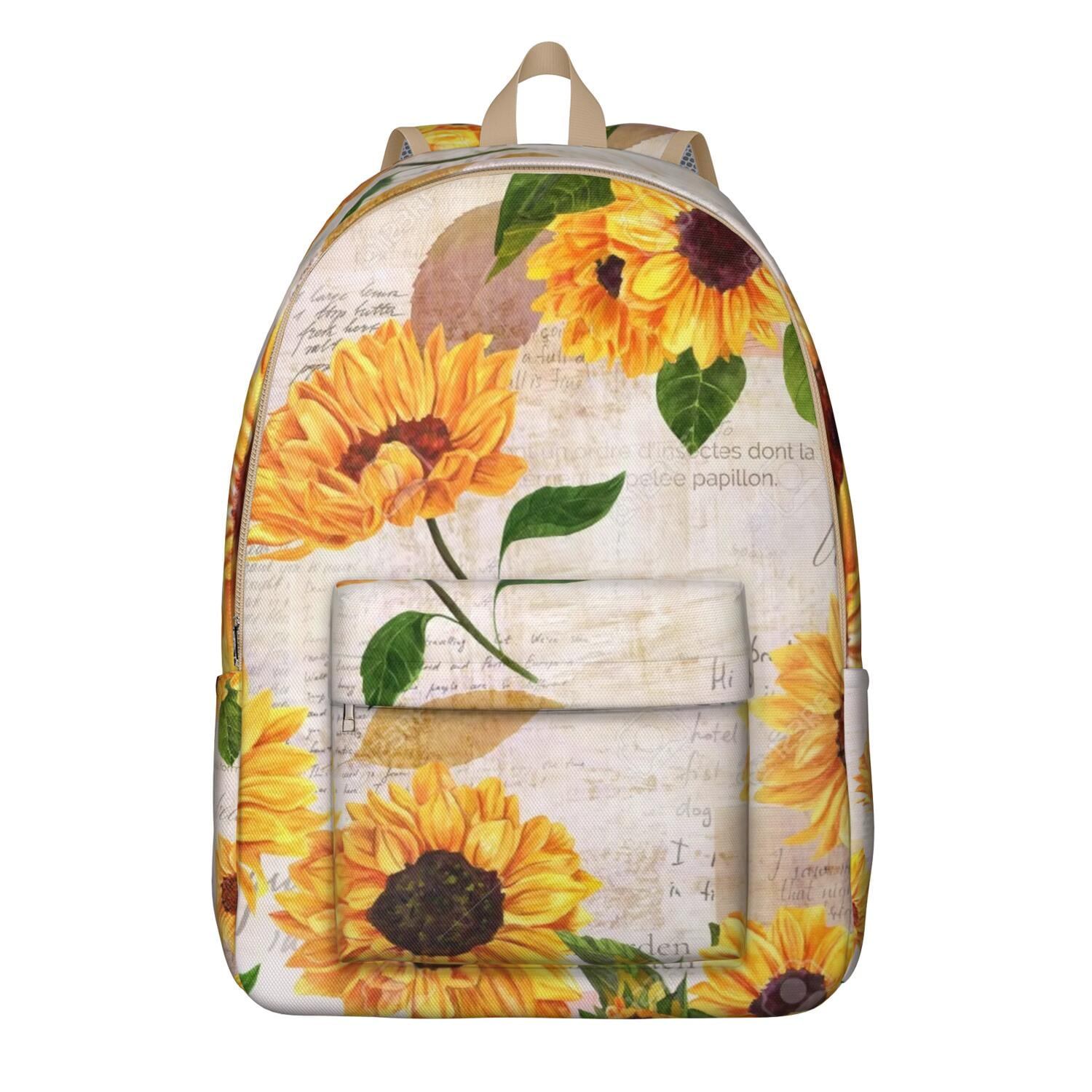 Wildflower Sunflower Backpack - Boho Waterproof School Bag, Retro ...