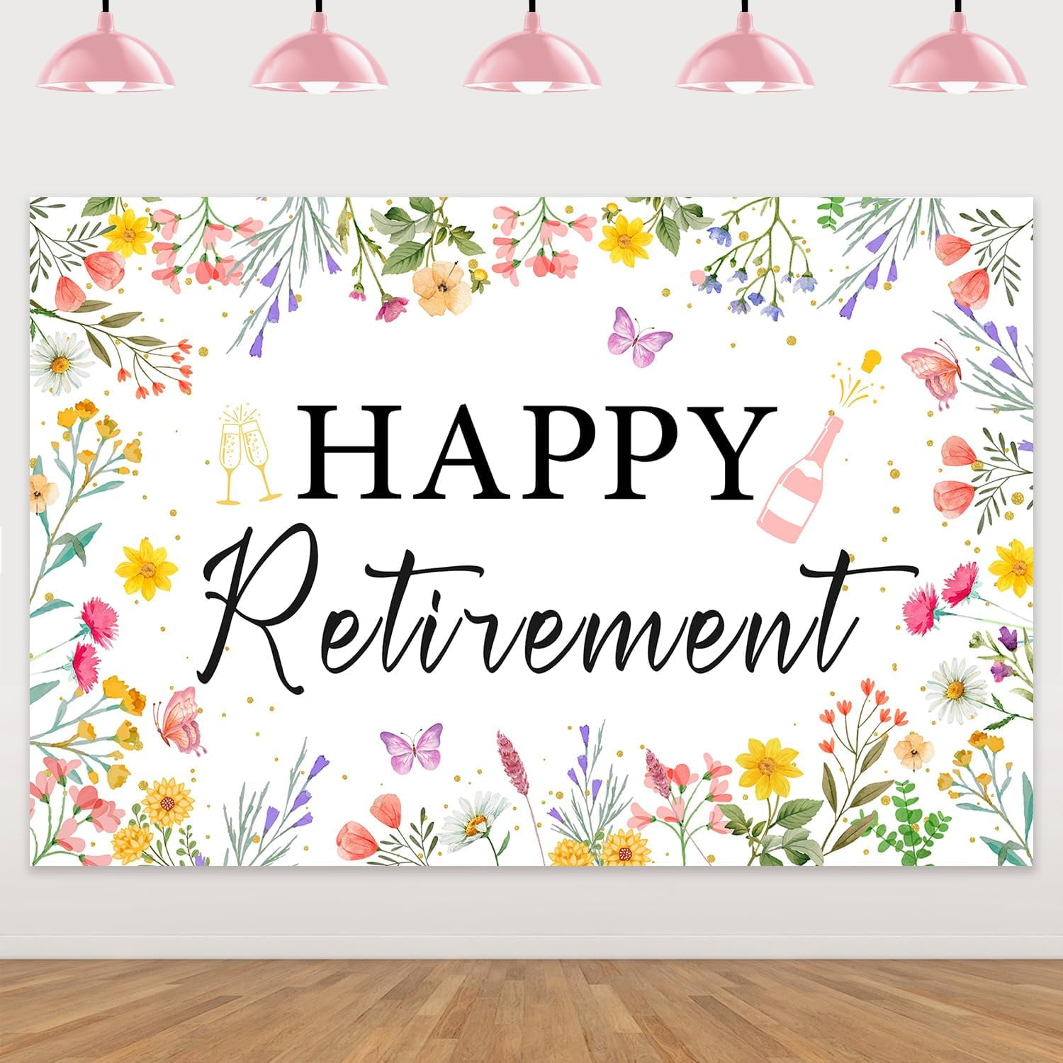 Wildflower Themed Happy Retirement Backdrop Floral Retirement Party ...