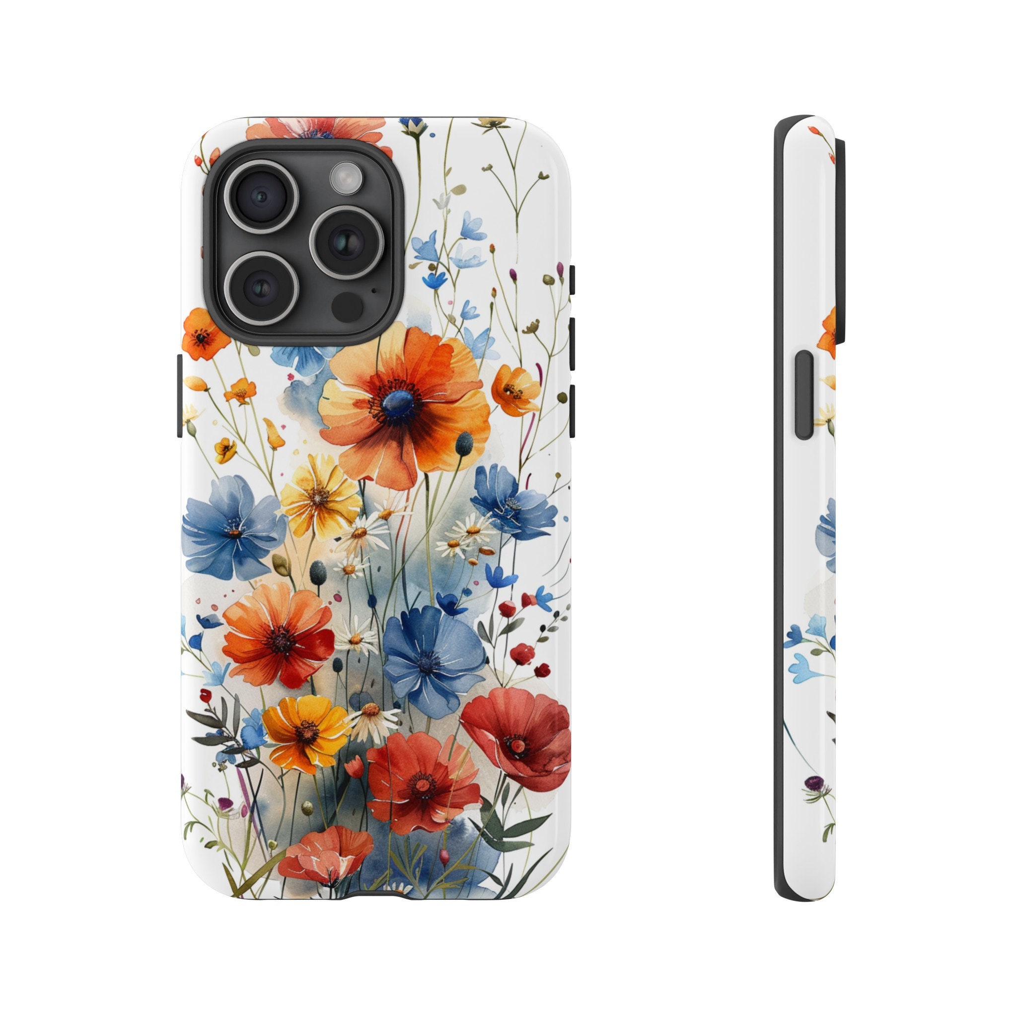 Wildflower Watercolor Floral White Background Phone Case for iPhone 17 ...