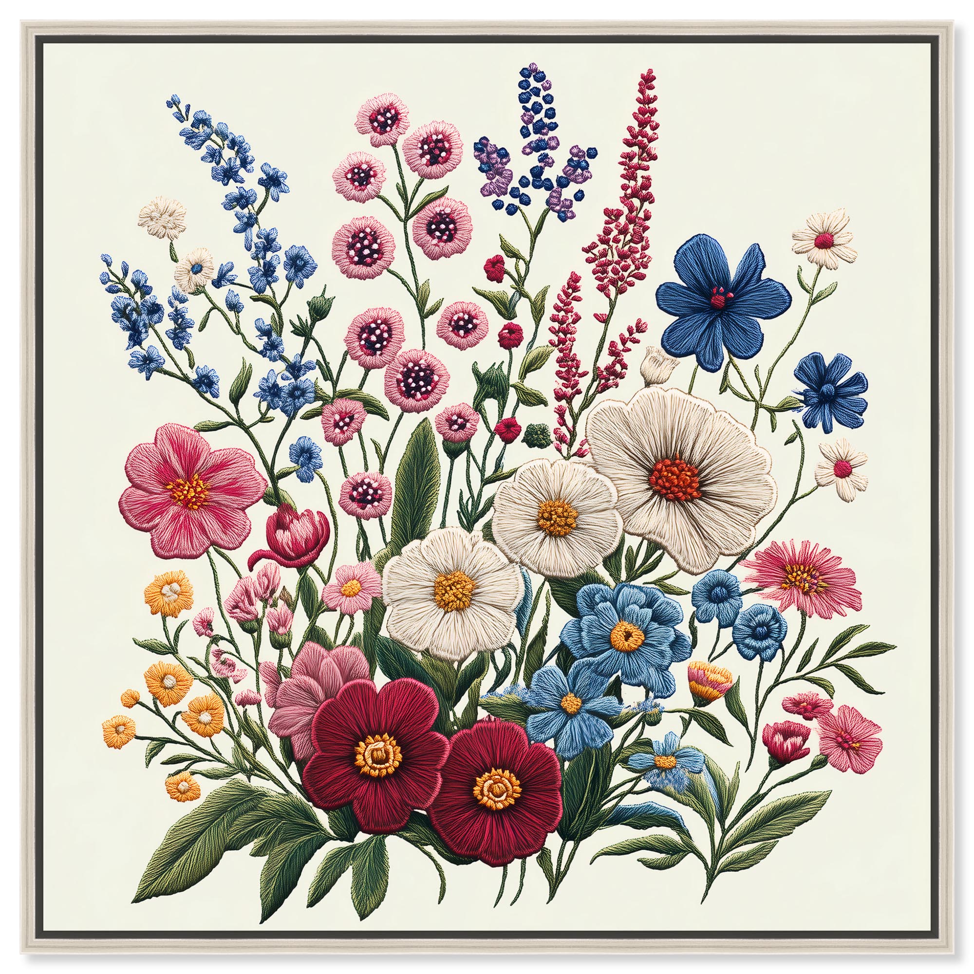 Wildflower Weave Canvas Floral Prints by Art Remedy, Silver Frame, 30 x ...
