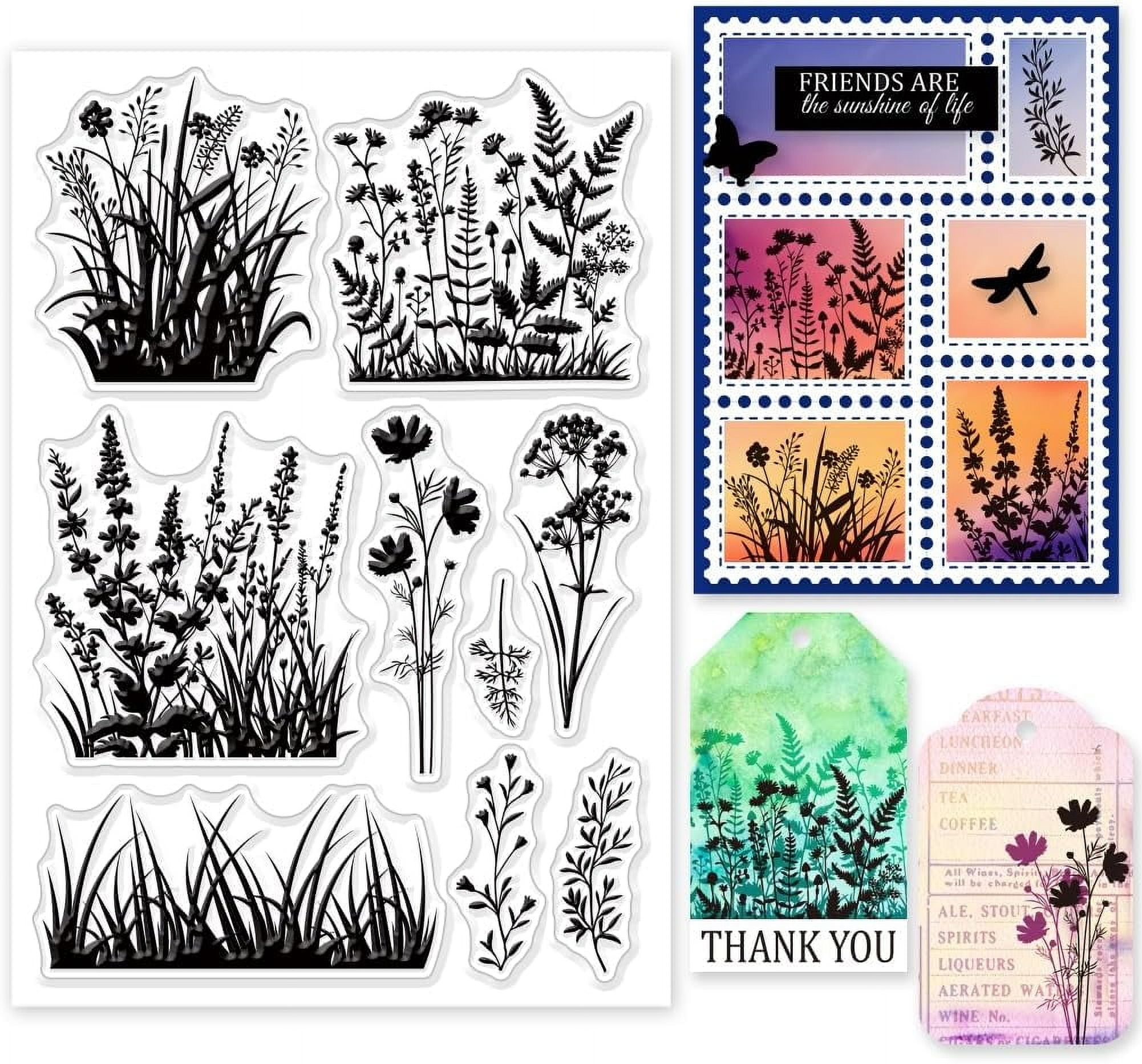 Wildflower Weeds Silhouette Clear Stamps Plants Leaves Clear Stamps ...