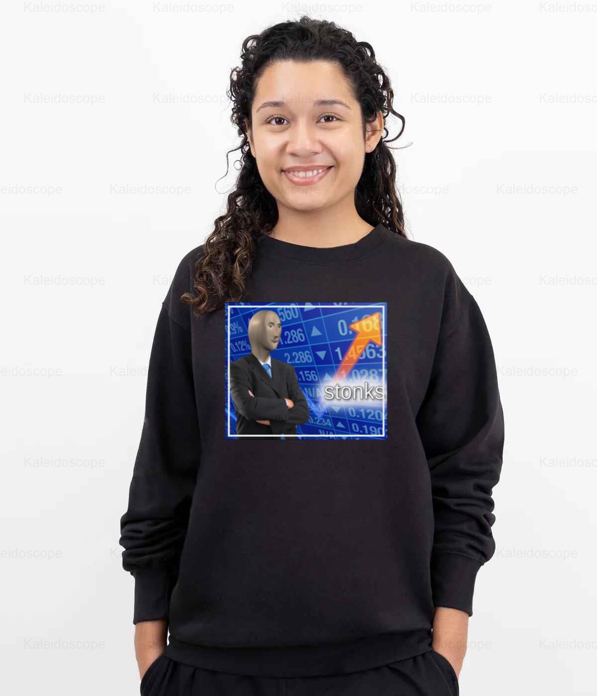 Kaleidoscope Stonks Meme Sweatshirt Business Trend Funny Graphic, for ...