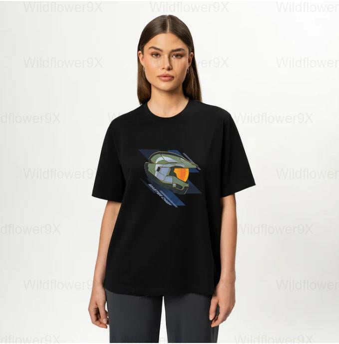 Wildflower98 Halo Infinite T Shirt with Chief Helmet Profile and Sci Fi ...