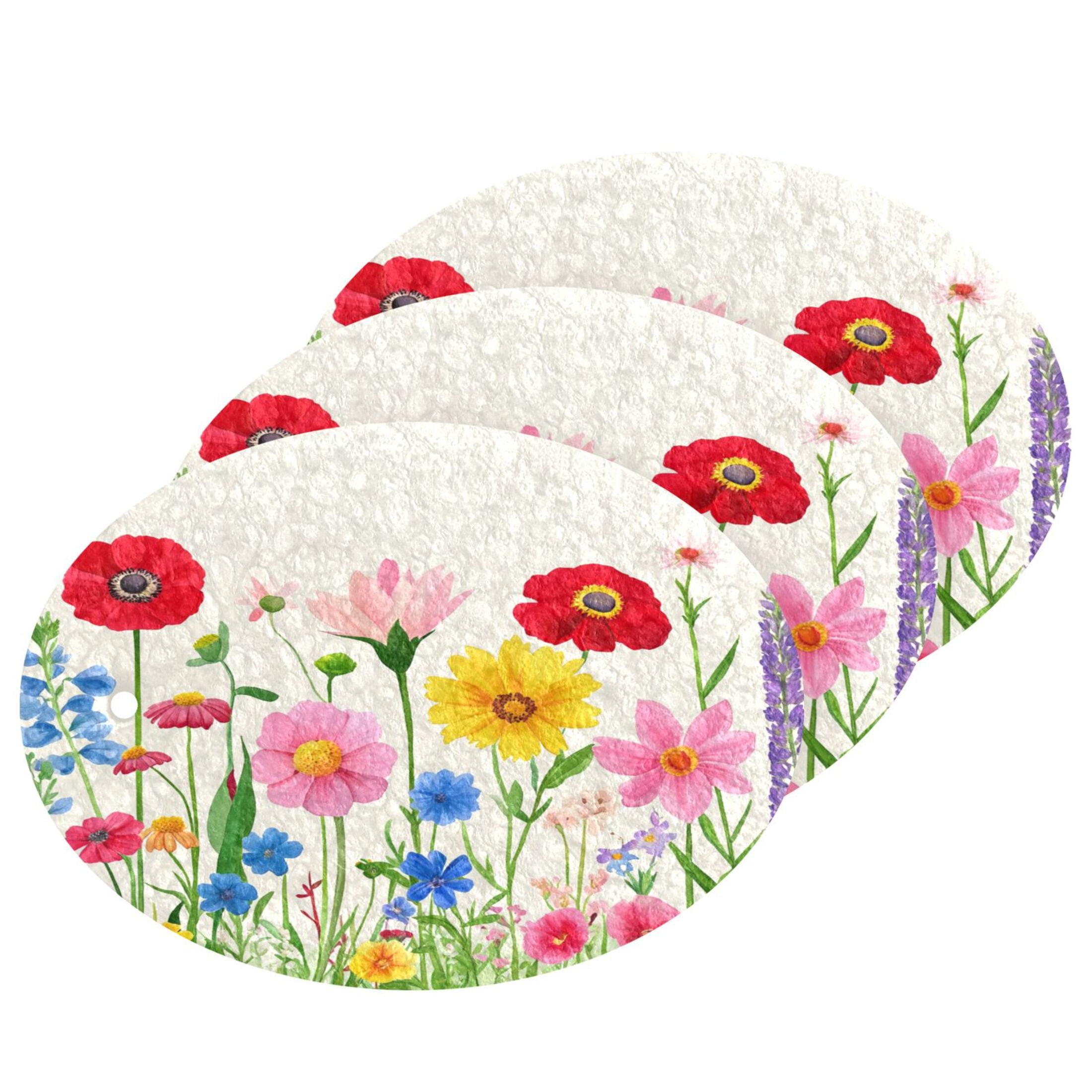 Wildflowers 3 Pack Wood Pulp Dishwashing Sponges, Highly Absorbent Eco ...