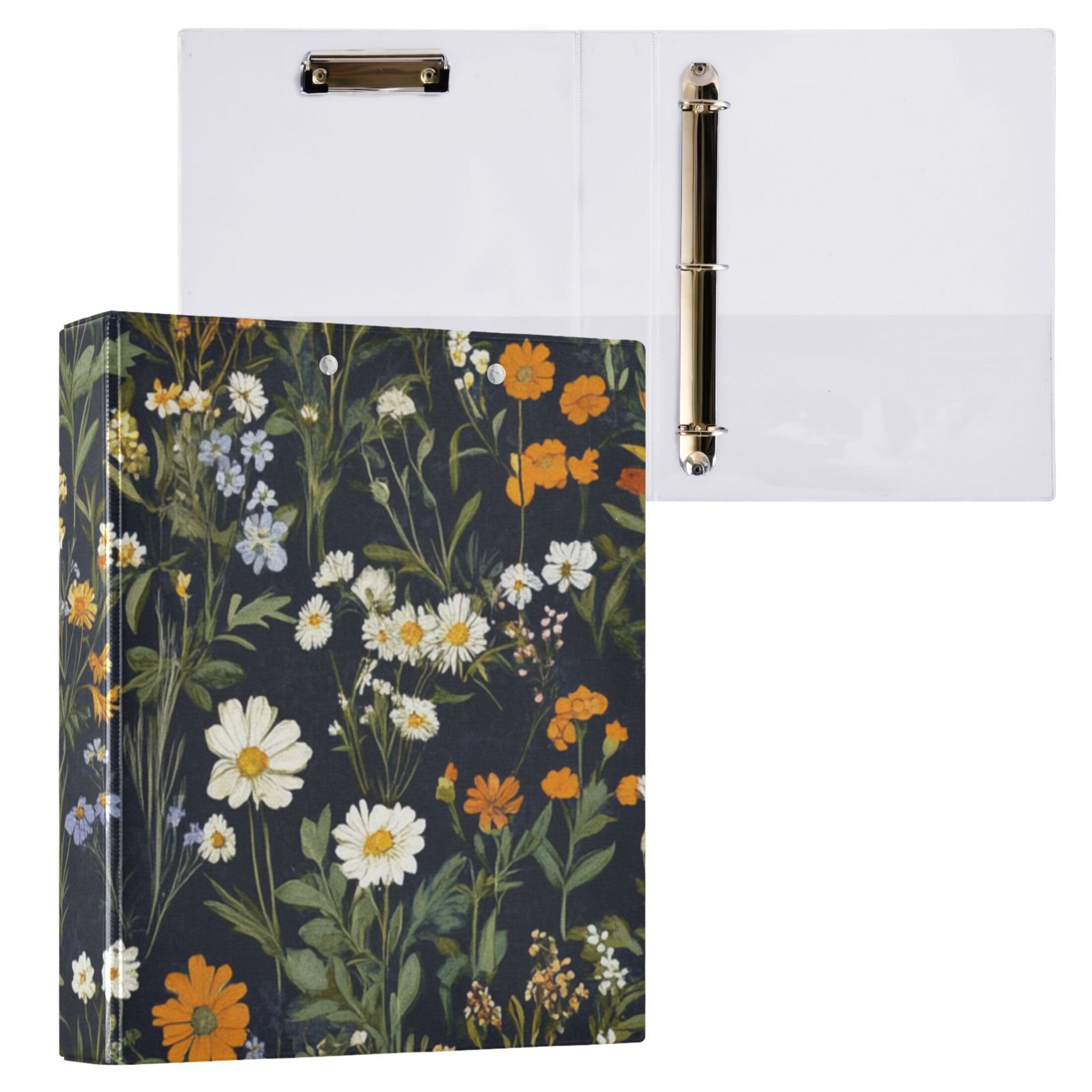 Wildflowers 3 Ring Binders 1.5 inch Hardcover File Folders with ...