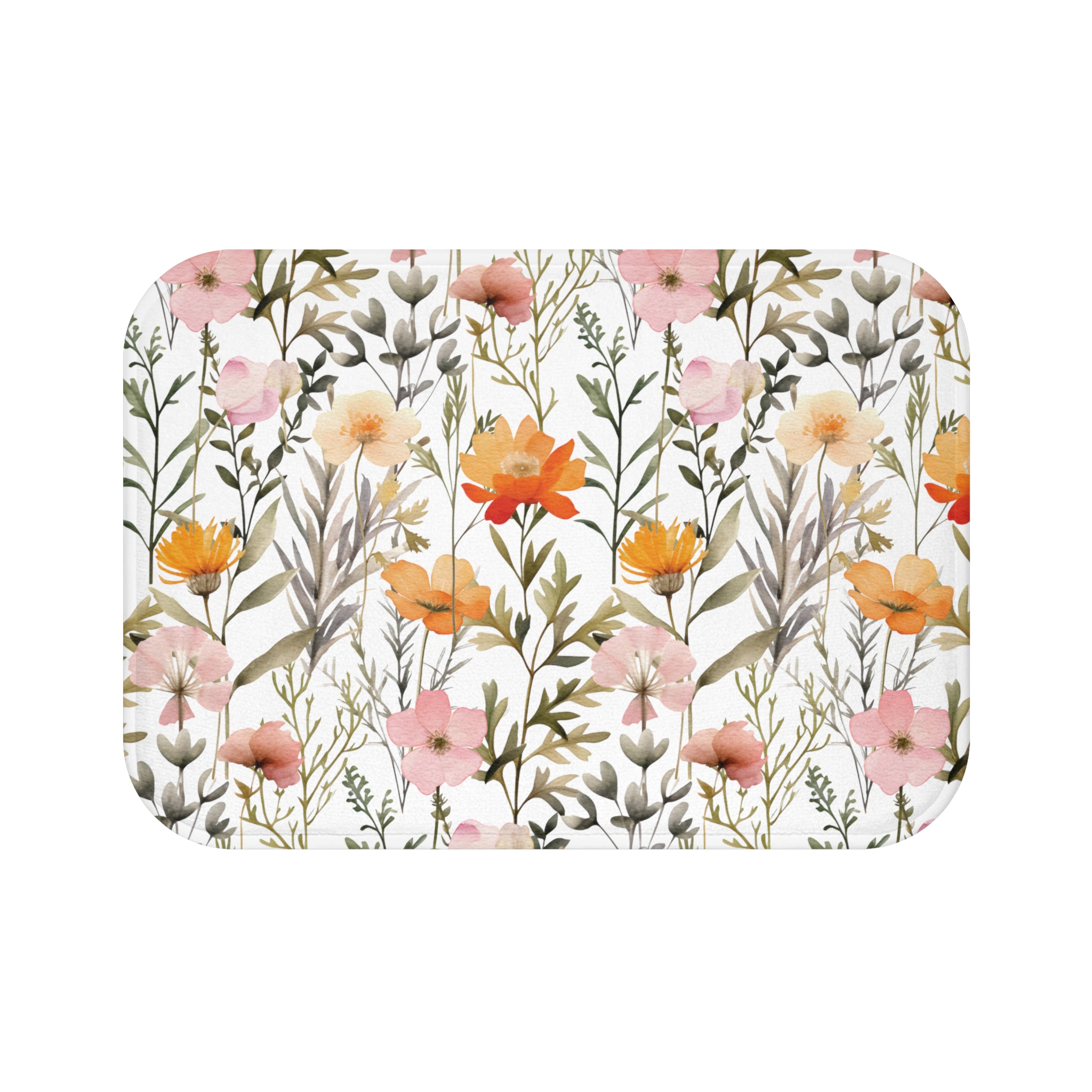 Wildflowers Bath Mat Floral Design Comfortable Easy to Clean Bath Rug ...