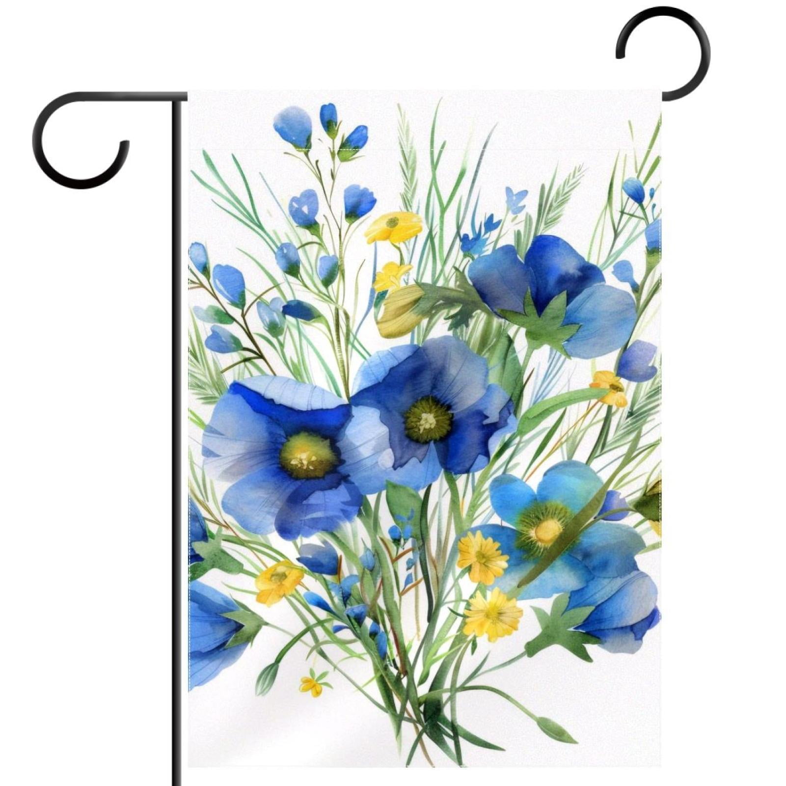 Wildflowers Blue and Yellow Color Double Sided Garden Flag Decorative ...