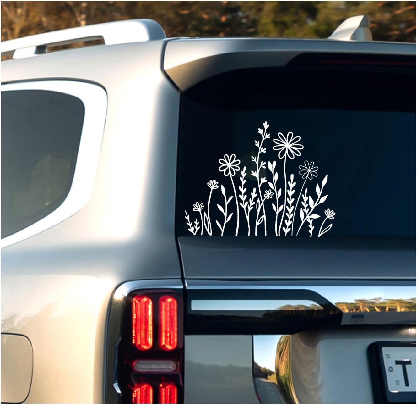 Wildflowers Boho Car Sticker, Reflective Flower Vinyl Decal Sticker ...