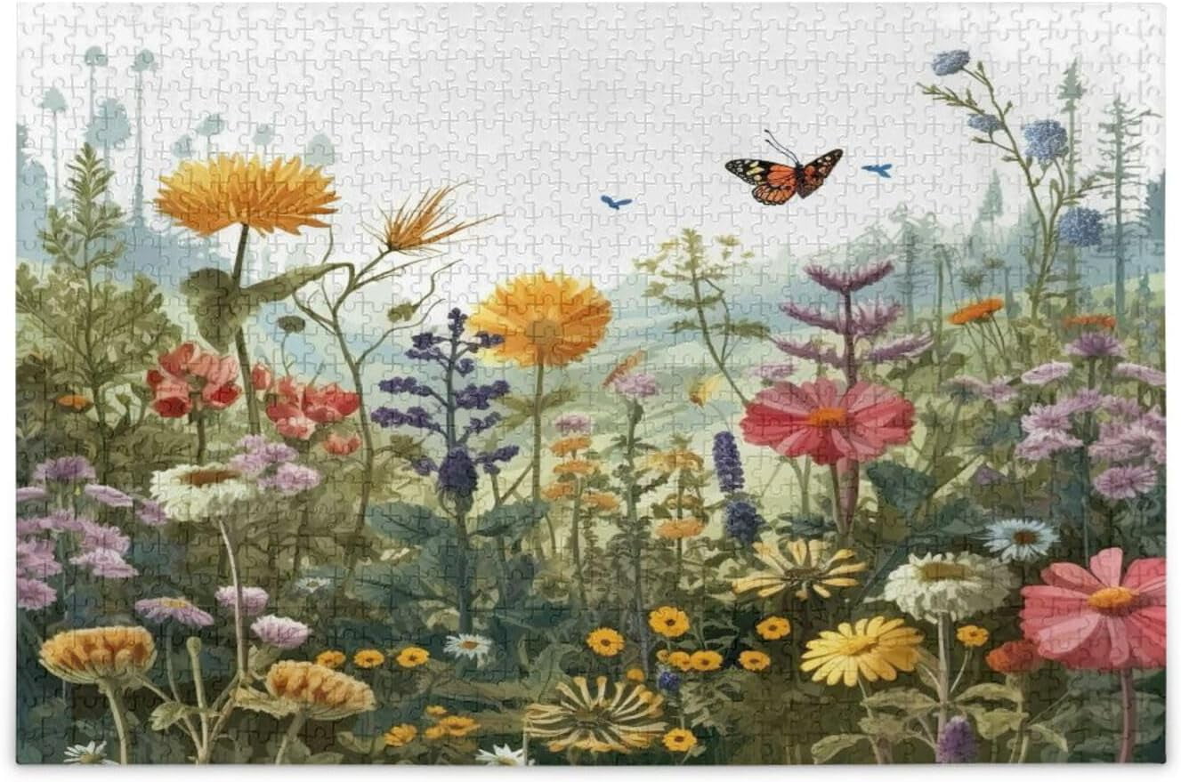 Wildflowers Butterfly 500 Piece Large Jigsaw Puzzle for Adults - Game ...
