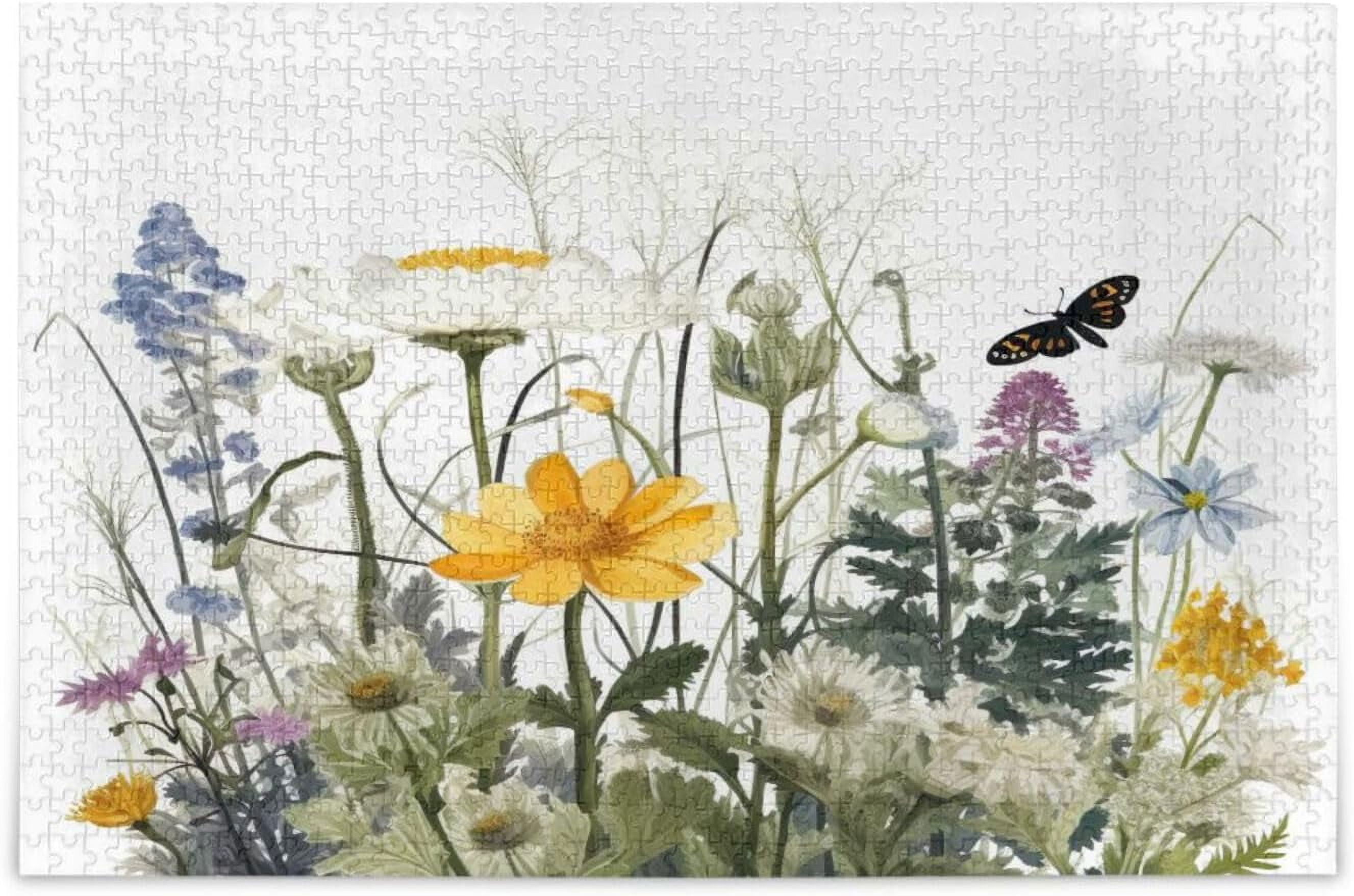 Wildflowers Butterfly 500 Piece Large Jigsaw Puzzle for Adults - Game ...