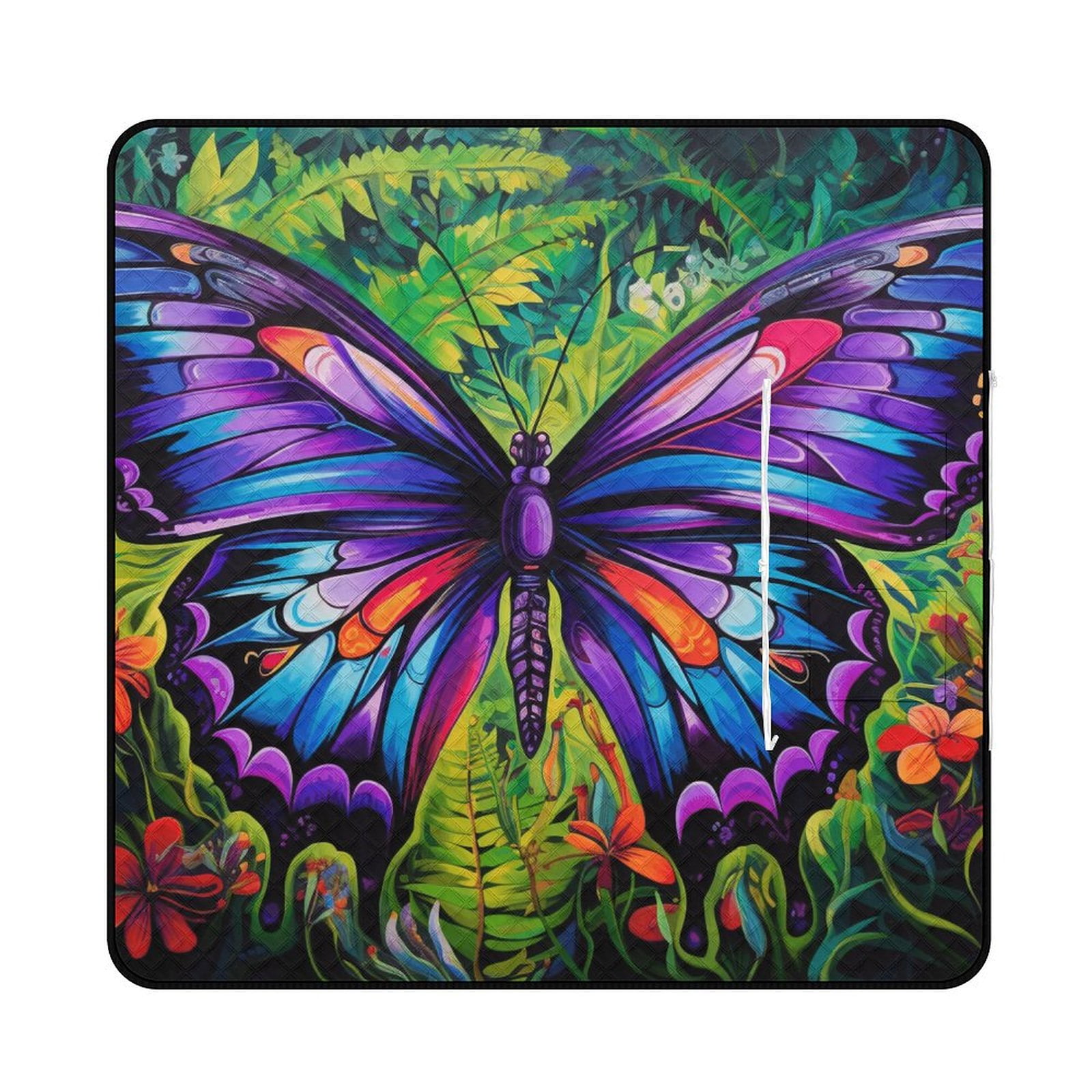 Wildflowers Butterfly Waterproof Picnic Blanket with Foldable Zipper ...