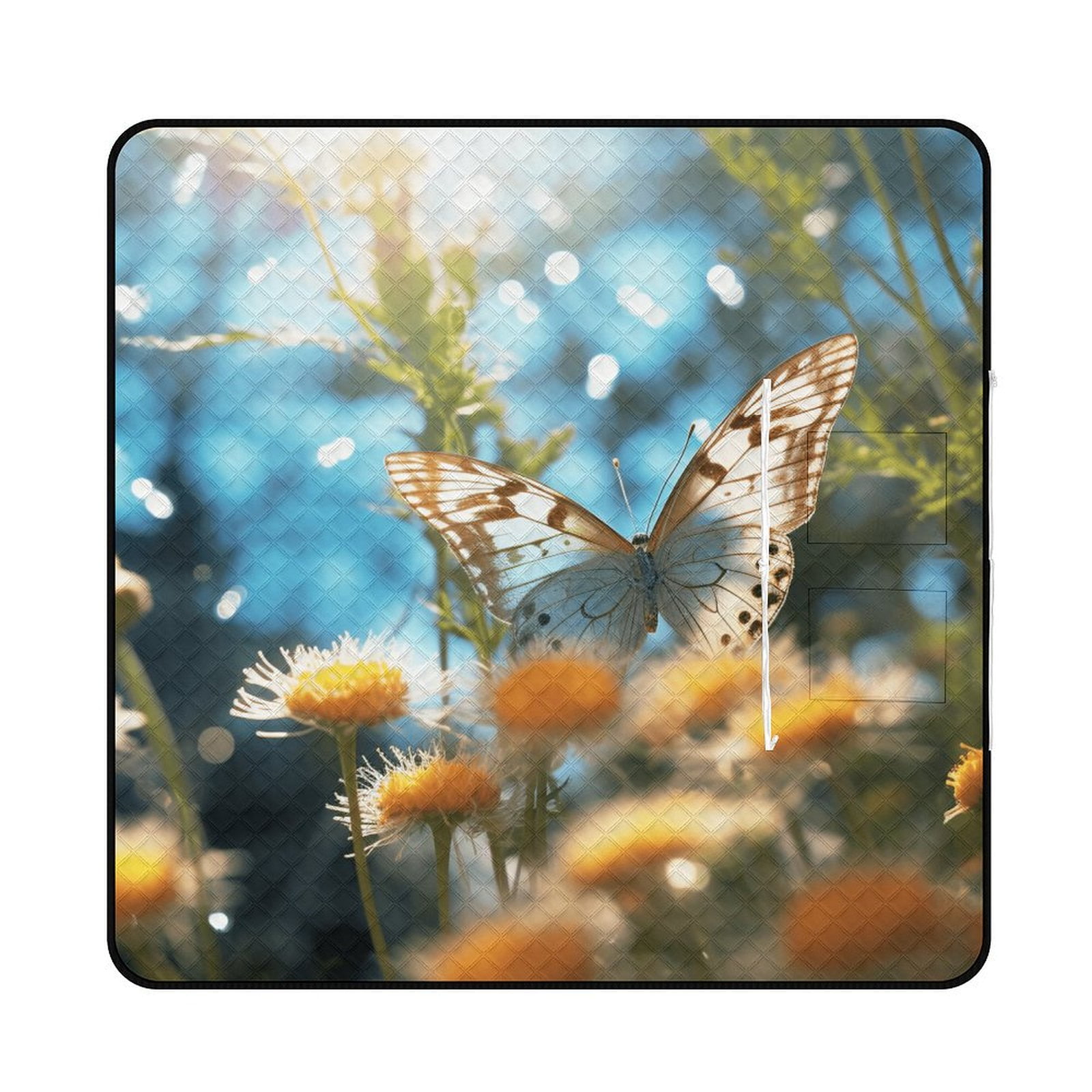 Wildflowers Butterfly Waterproof Picnic Blanket with Foldable Zipper ...
