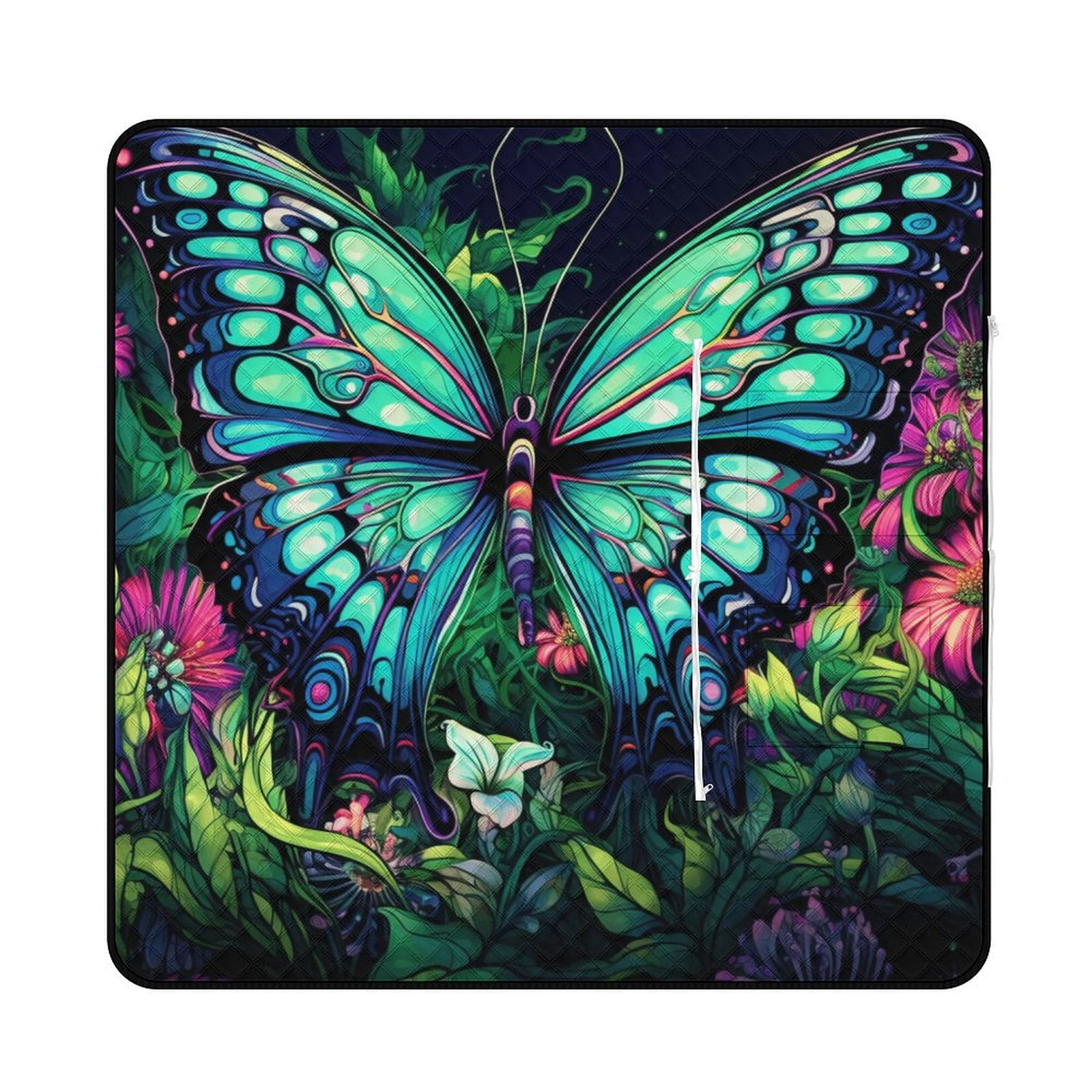 Wildflowers Butterfly Waterproof Picnic Blanket with Foldable Zipper ...