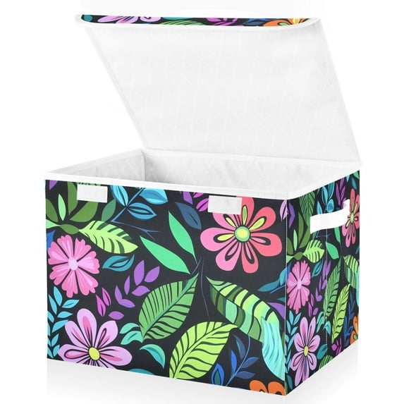 Wildflowers Colorful Storage Basket for Shelves Foldable Container ...