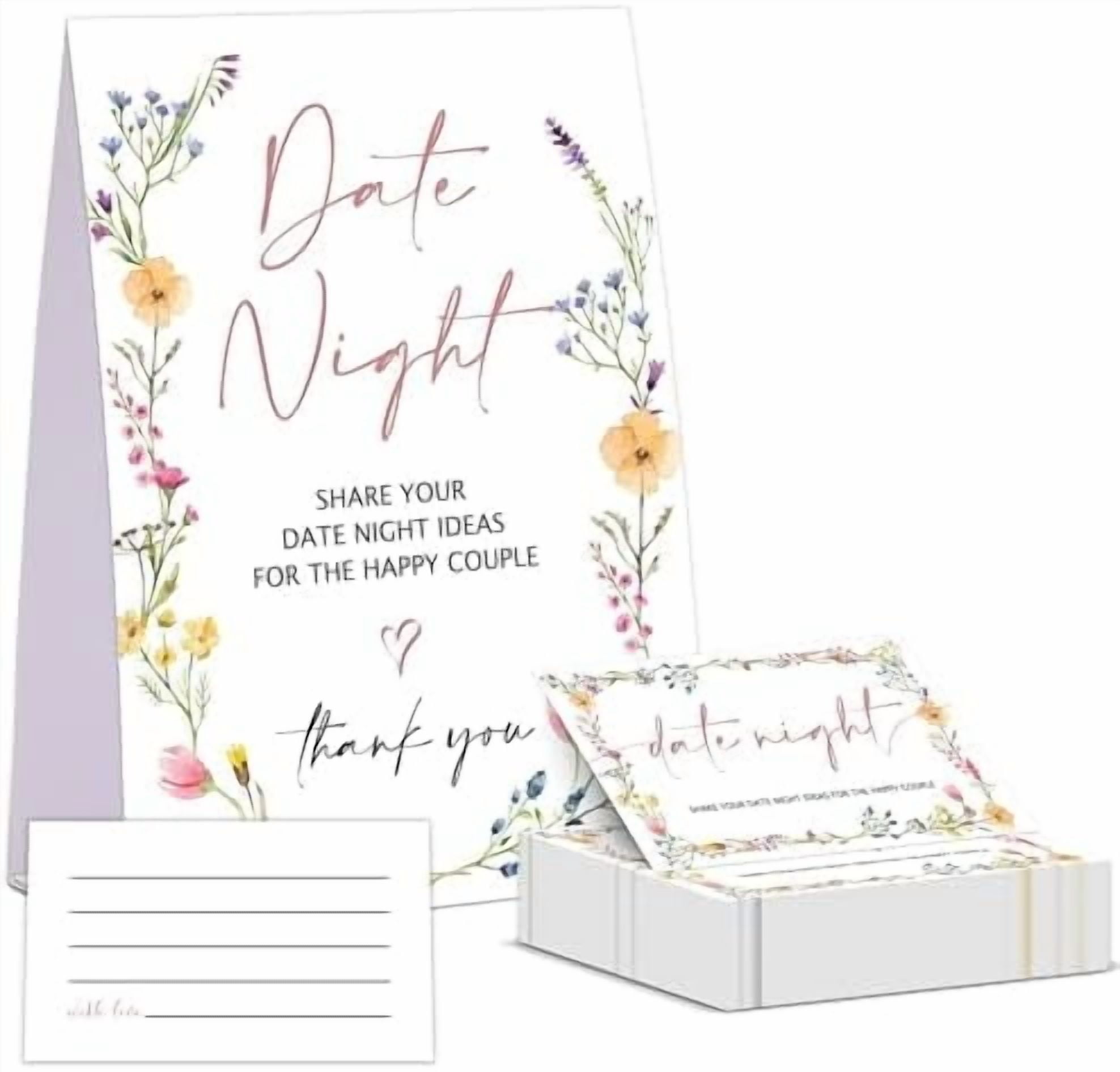 Wildflowers Date Night Game, Date Night Ideas Sign with 50 Cards ...