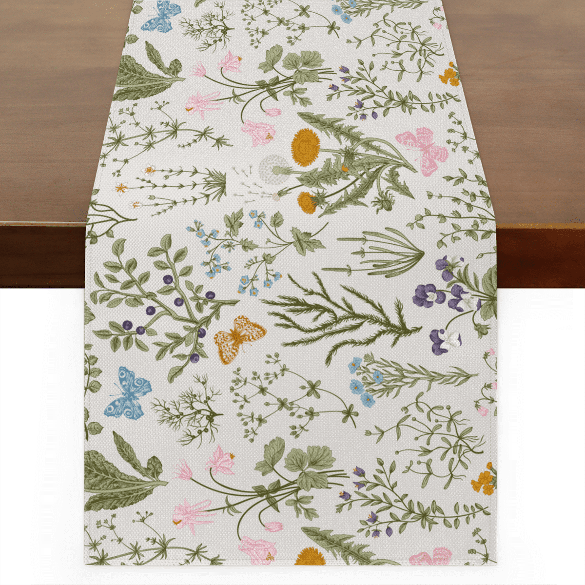 Wildflowers Floral Spring Table Runner 72 Inch Long Linen Washable Non ...