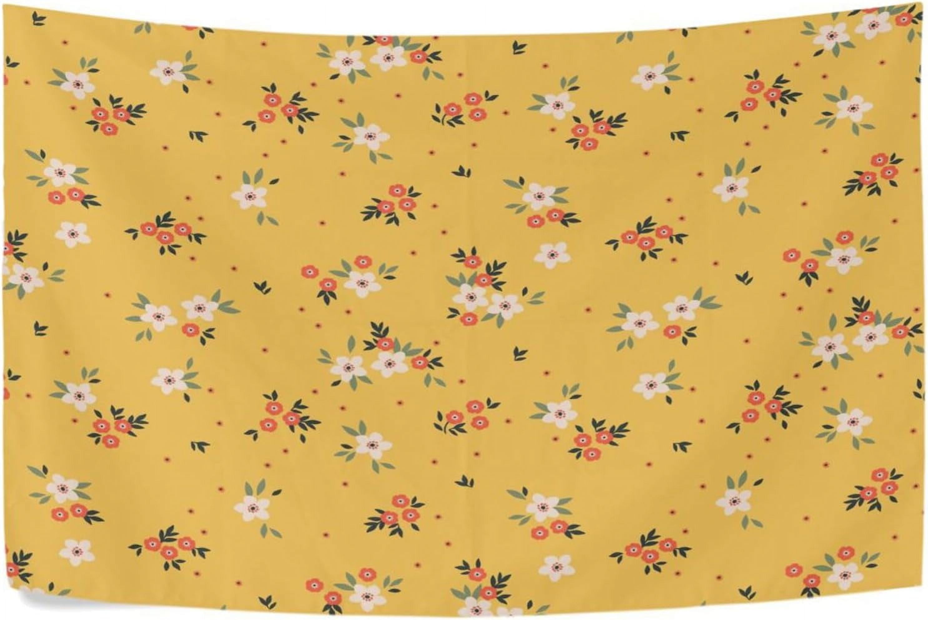 Wildflowers Floral Yellow Tapestry Wall Hanging Tapestries Happy ...