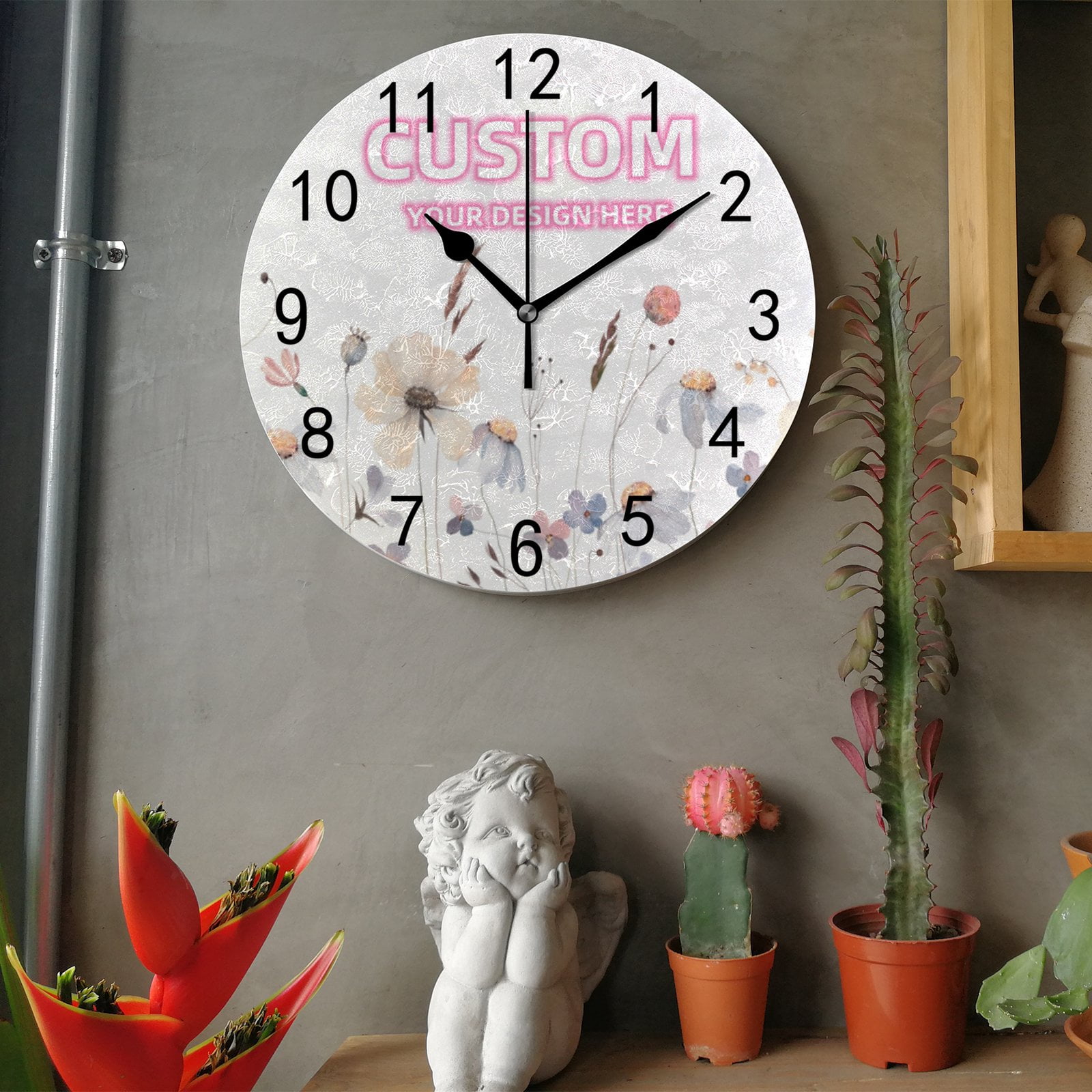 Wildflowers Herbs Wall Clocks Battery Operated, 10 Inch Silent Non ...