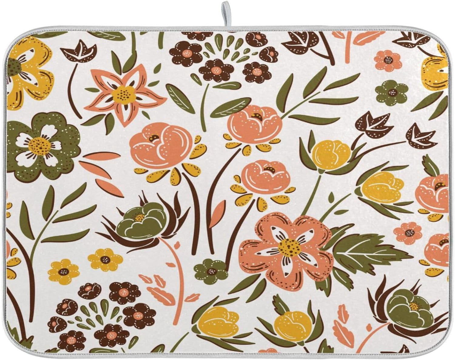 Wildflowers Kitchen Dish Drying Mat, 16'' x 18'' Super Absorbent Dish ...