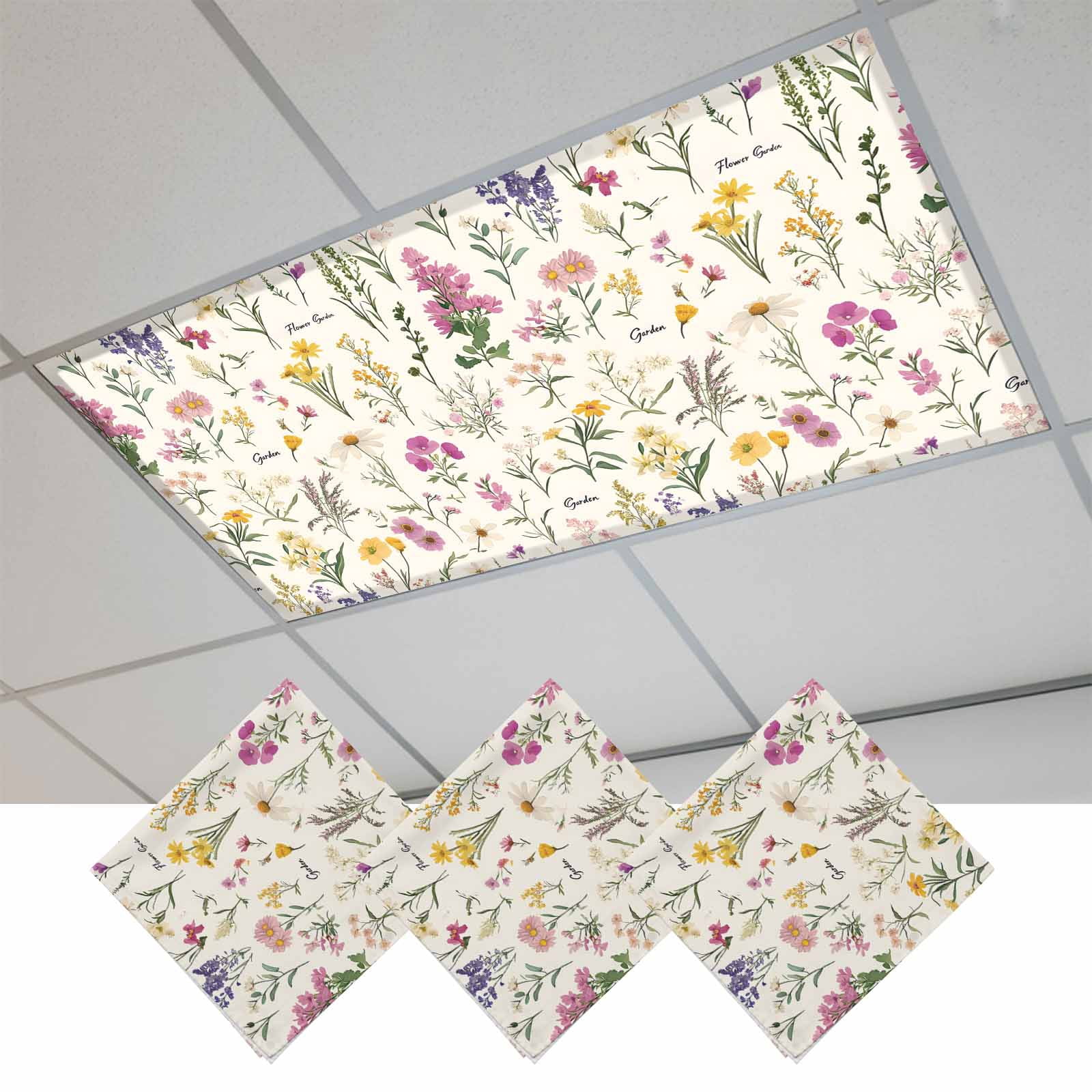 Wildflowers Magnetic Fluorescent Light Covers for Ceiling Lights 2x4Ft ...