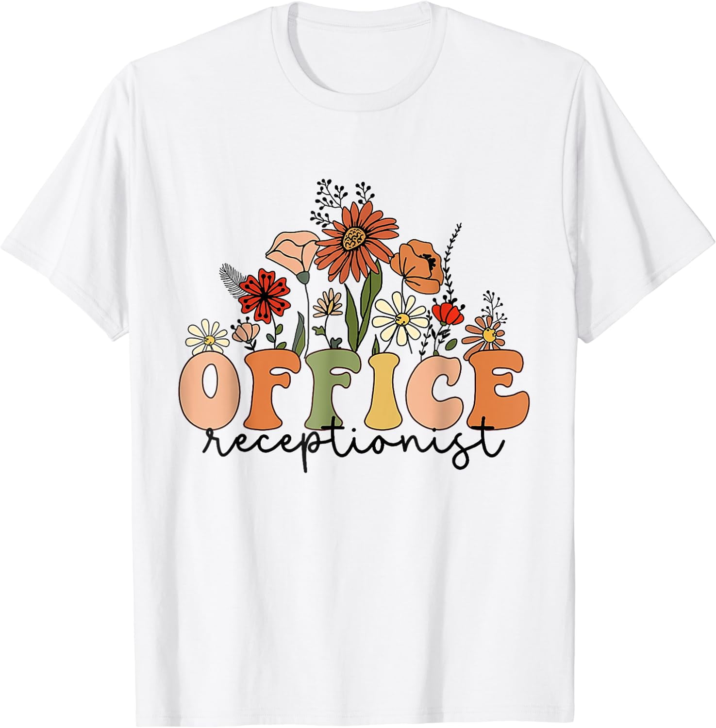 Wildflowers Office Receptionist Front Office Squad Crew T-Shirt White - Walmart.com