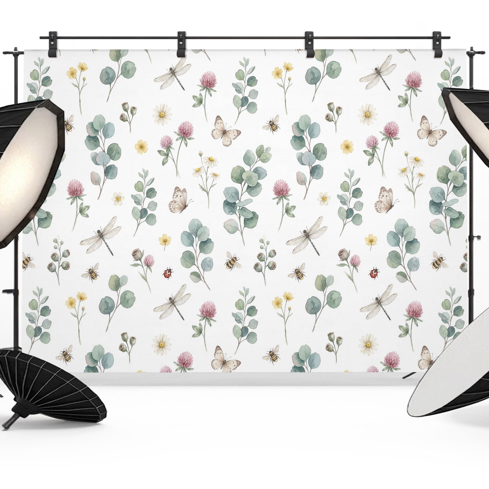 Wildflowers Photography Backdrop 10x8FT, Rustic Pink Floral Leaf ...