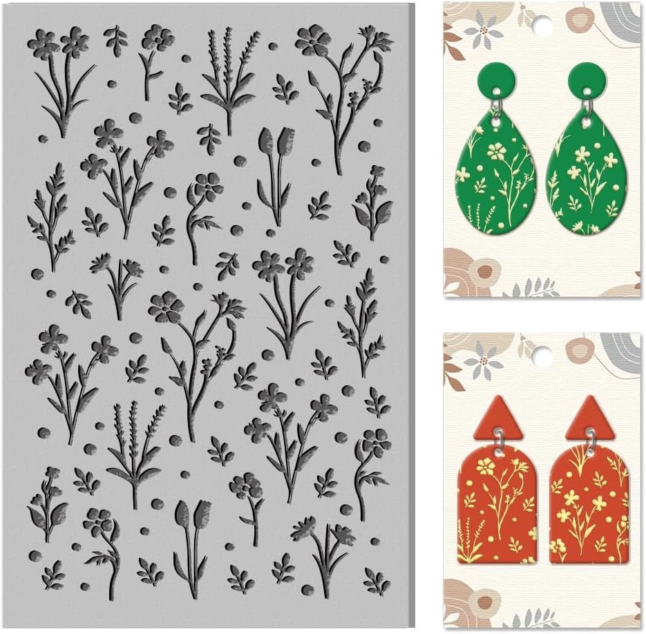 Wildflowers Polymer Clay Texture Sheets Realistic SilhouetteTexture Mat ...