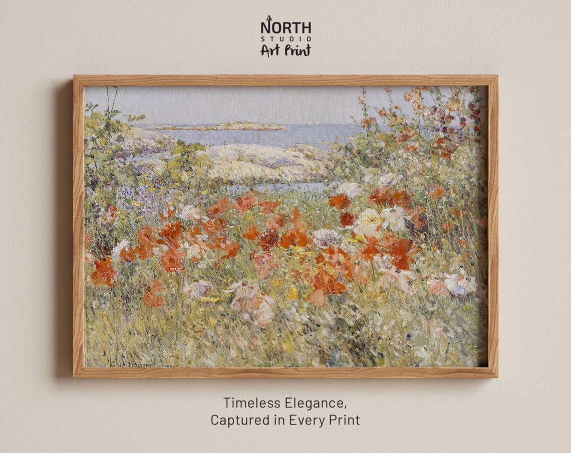 Wildflowers By The Sea, Country Print, Field Painting Art, Vintage ...