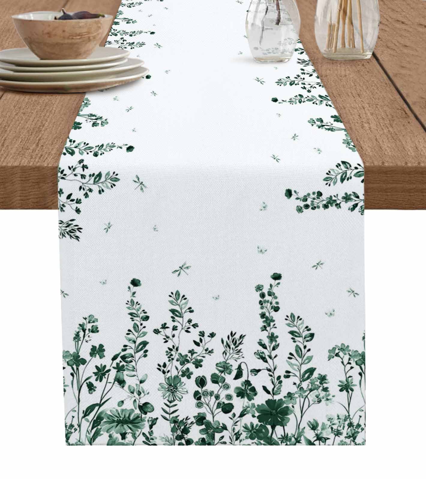 Wildflowers Short Table Runners 36 Inches, Cotton Linen Fabric Table ...