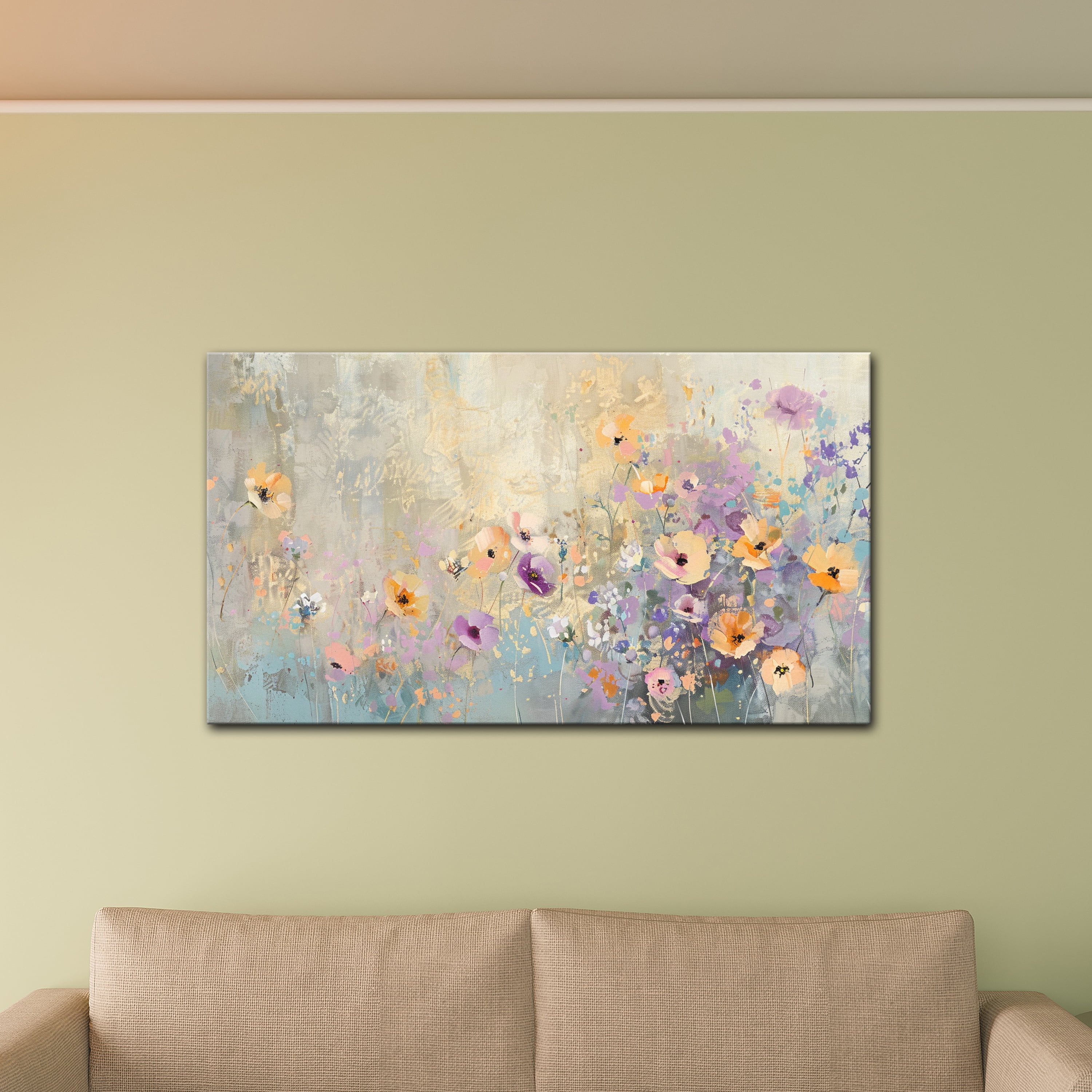 Wildflowers in Time- Colorful Wildflower Abstract Painting (36 "x48 ...