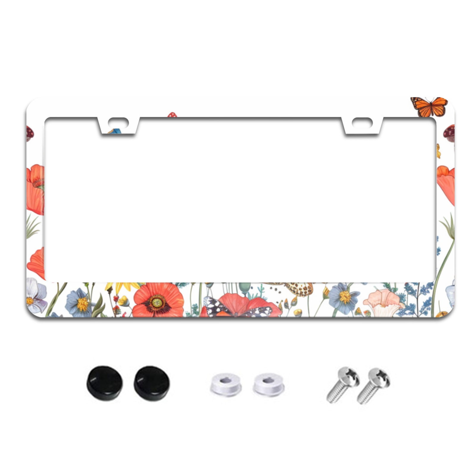 Wildflowers with Butterfly License Plate Frames for Women Men Car Plate ...