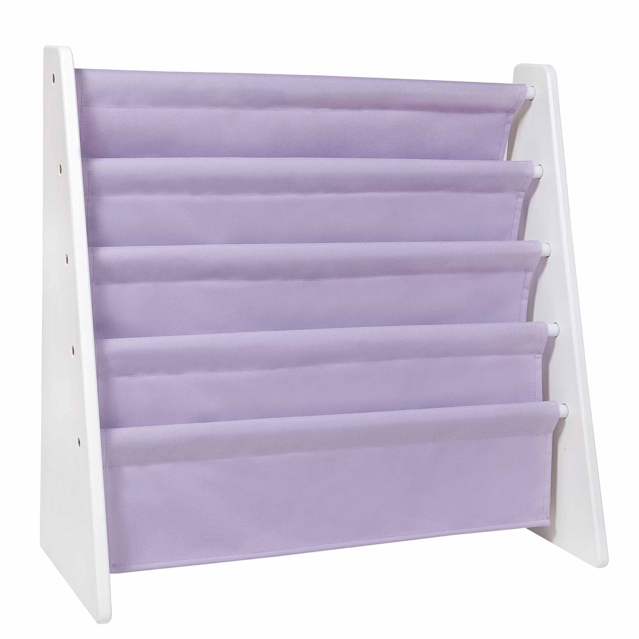Free Shipping! Wildkin Kids Sling Bookshelf White Lilac Wood Fabric ...