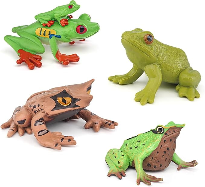 Wildlife Animal Frog Model Playsets 4 PCS Red Eye Tree Frog Triangular ...