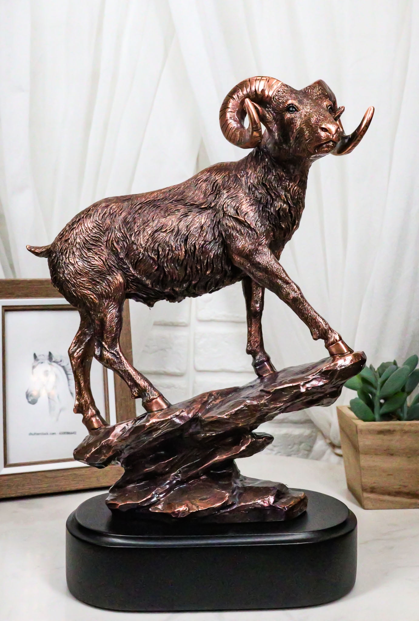 Wildlife Animal Taxidermy Bighorn Sheep Ram Climbing on Sloping Rock ...