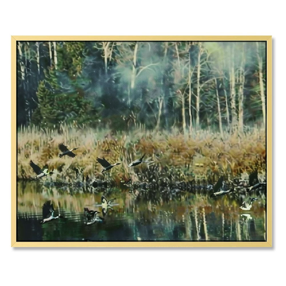Wildlife Animal Wall Decor Canadian Geese Birds on Lake Art Print ...