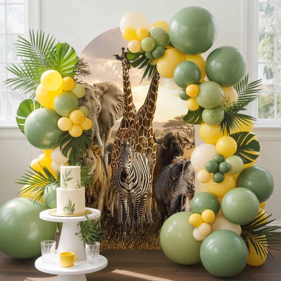 Wildlife Arch Backdrop Cover, 4FT, Lion Elephant Giraffe Zebra ...