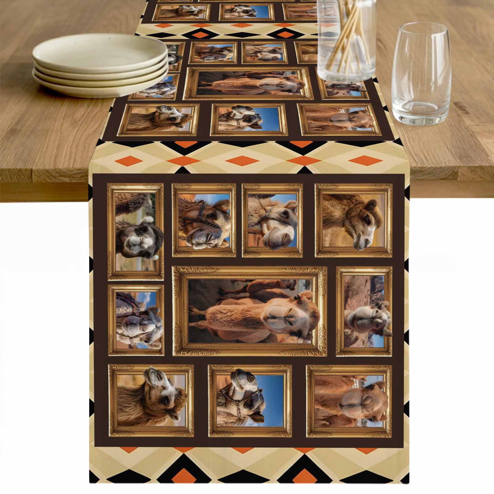 Wildlife Camels Table Runner - 108 Inch Long Deserts Animals Brown ...