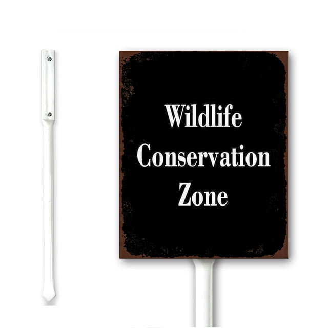 Wildlife Conservation Zone Black Yard Sign With Stake, Rustic Lawn ...