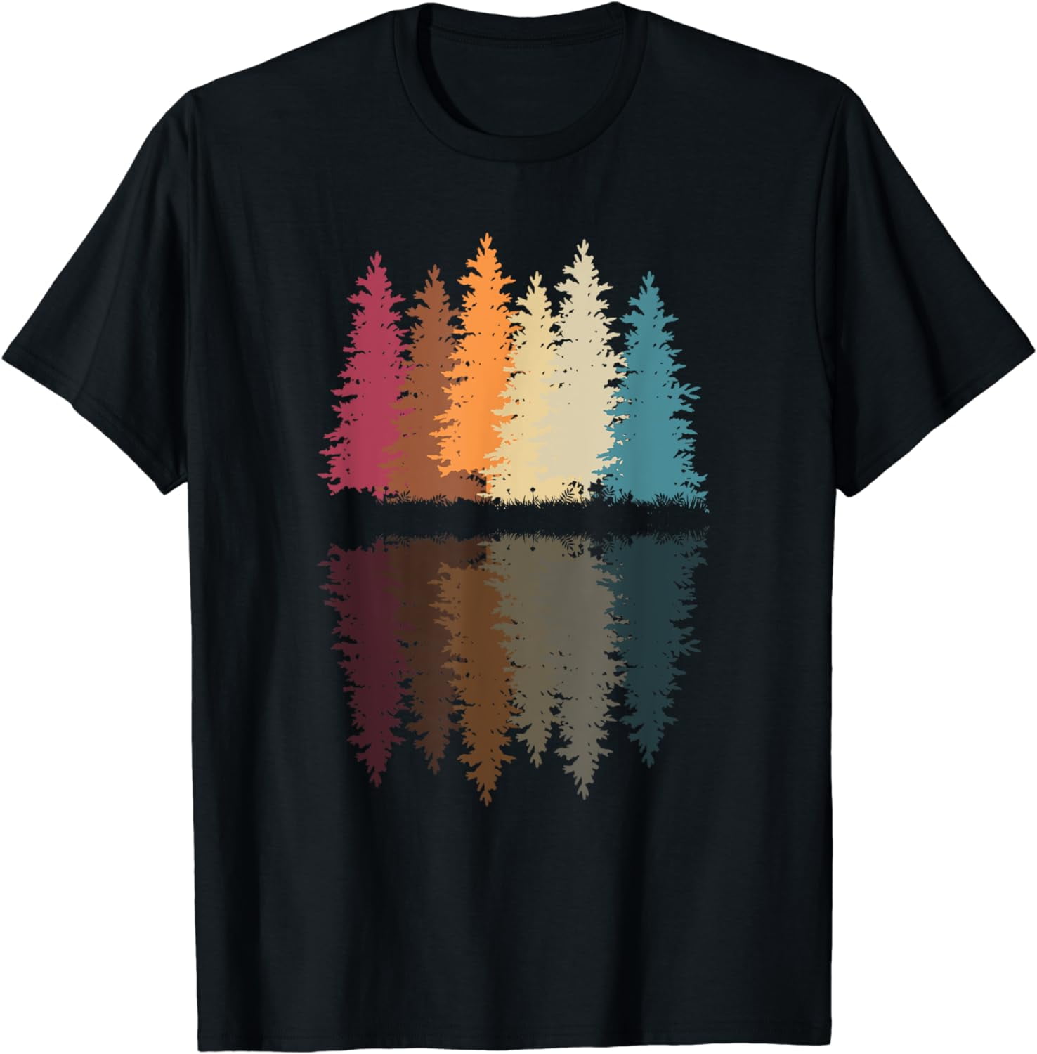 Wildlife Forest Nature Trees Reflection Retro Forest T-Shirt - Walmart.com
